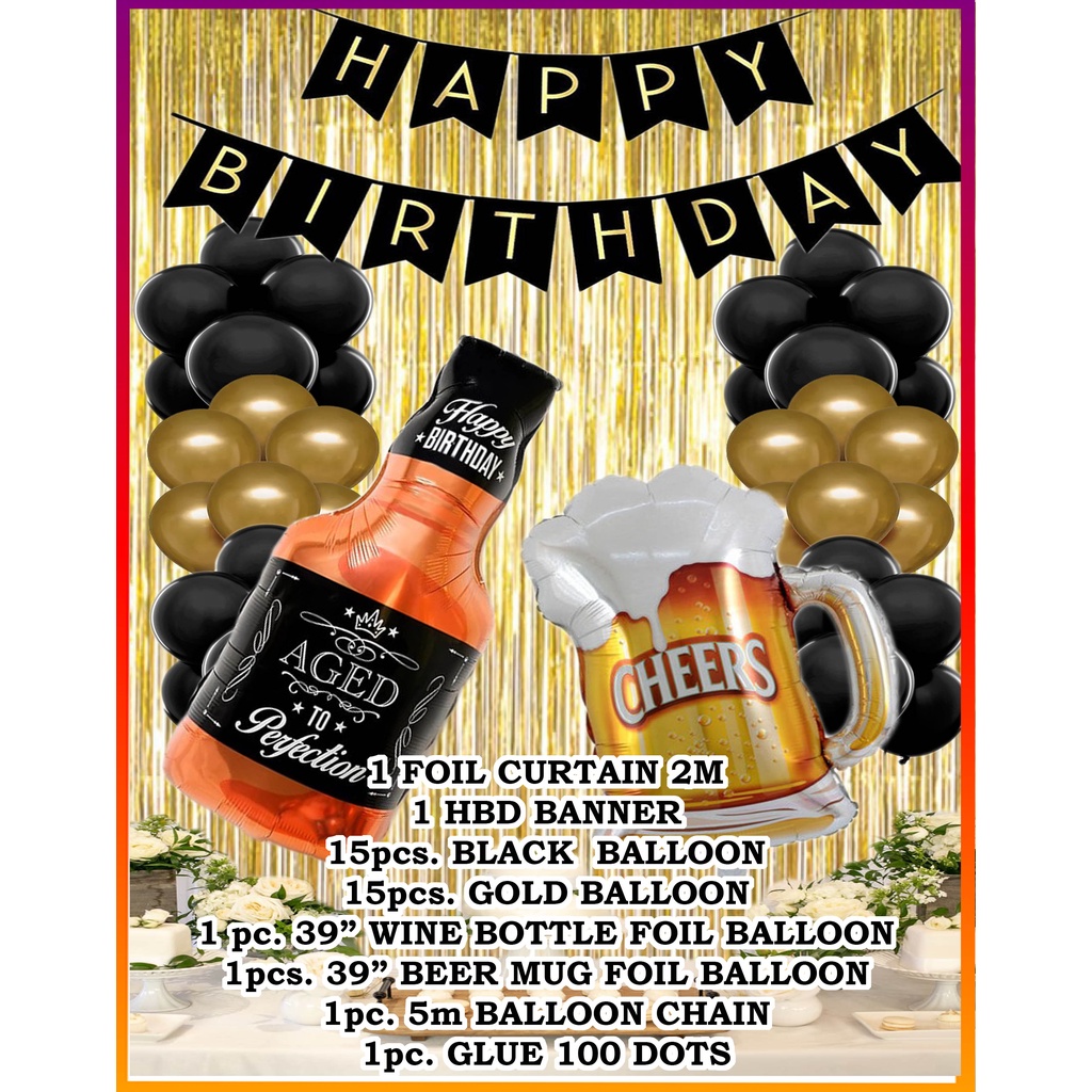 36pcs. WHISKY & MUG BALLOON SET FOR BIRTHDAY DECORATIONS | Shopee ...
