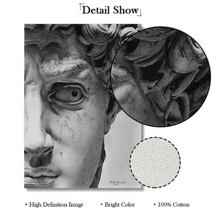 Retro Renaissance David Solid Sculpture Canvas Paintings Half A Face ...
