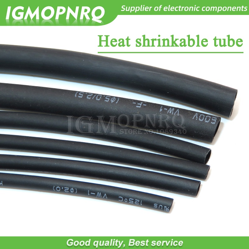 5Meters/LOT Heat shrinkable tube 1mm 1.5mm 2mm 3mm 4mm 5mm 6mm Black ...