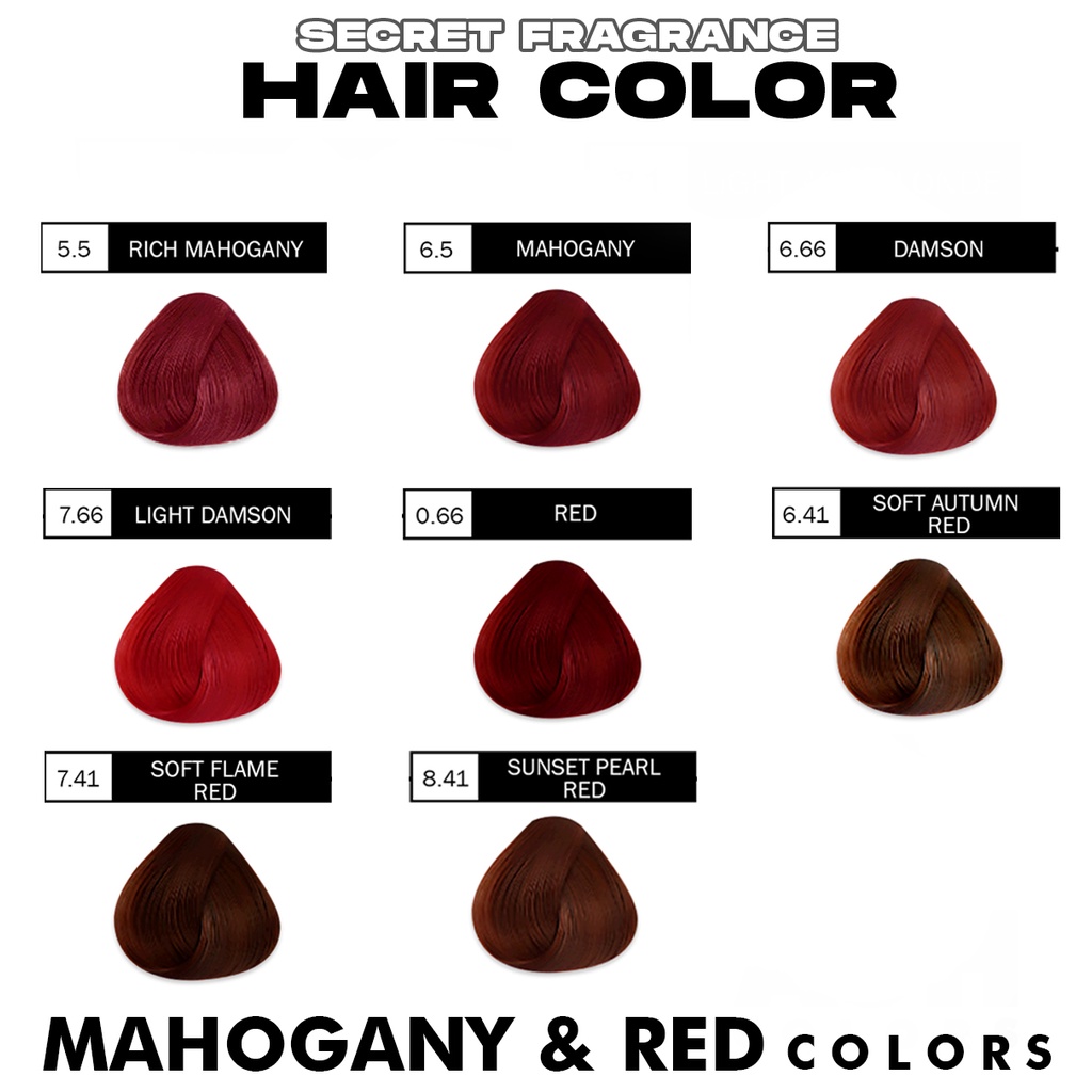 Secret Fragrance Hair Color PM 1ST FOR COLOR- RED/MAHOGANY COLORS 100ml ...