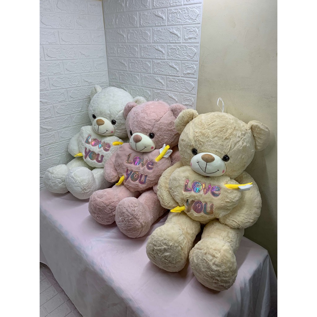 Cute Pastel Teddy Bear Love You with Arrow Heart Stuffed Toy | Shopee ...
