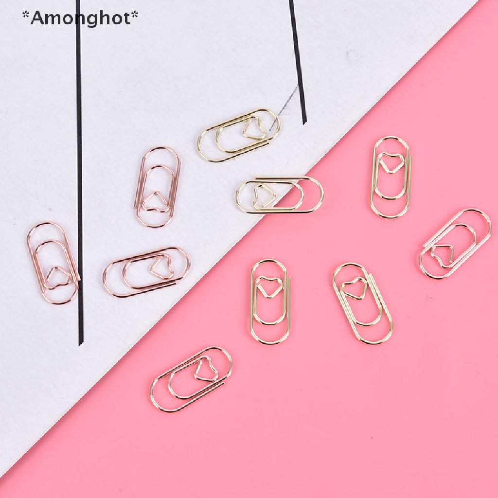 Amonghot 50pcs /bag the mini heart gold rose gold Color Clip Bookmark ...