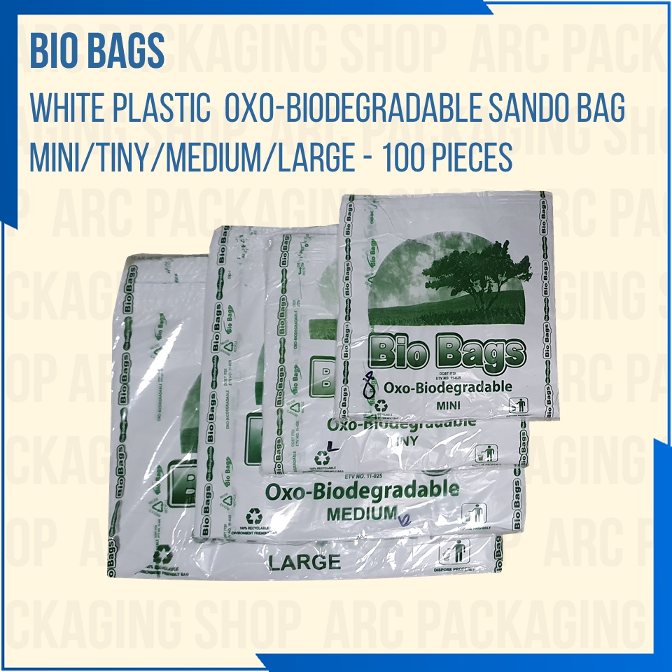 Bio Bags Oxo-Biodegradable Plastic Sando Bag White 1 Pack 100 Pieces ...