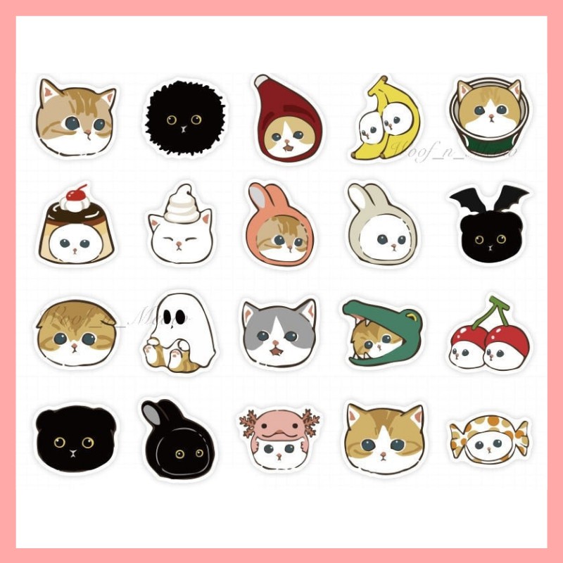 20 Pcs Cute Ins Korean Aesthetic Cat WaterProof Sticker Kucing Sticker ...
