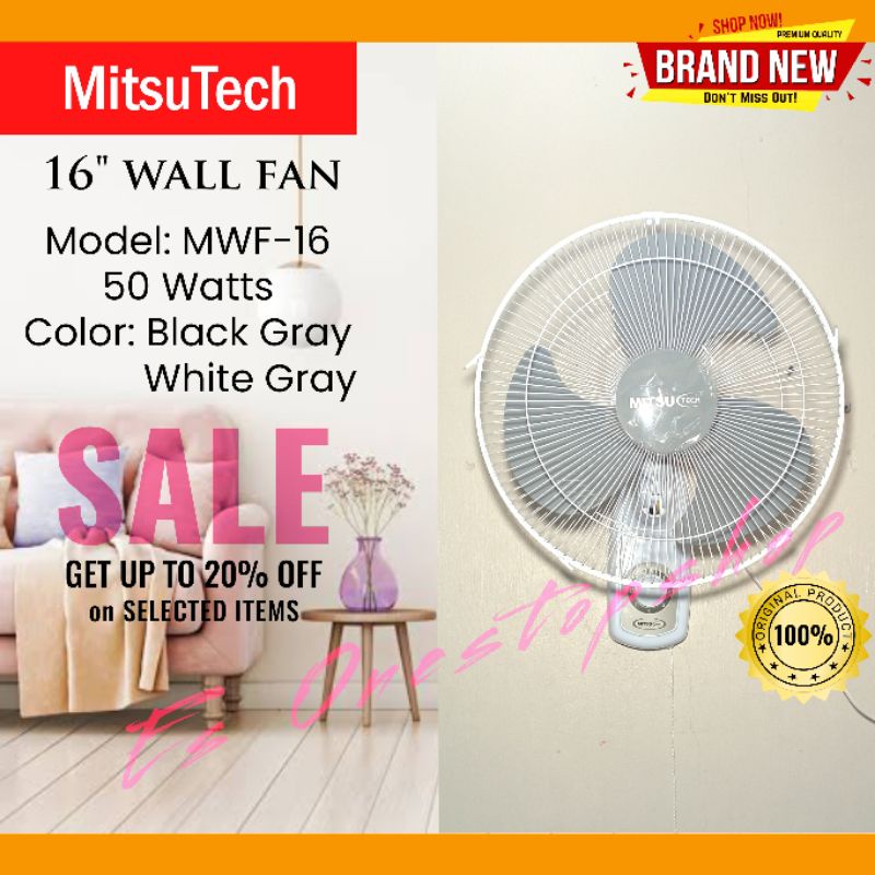 Mitsu tech MWF-16 Wall fan White/Black Gray Brandnew | Shopee Philippines