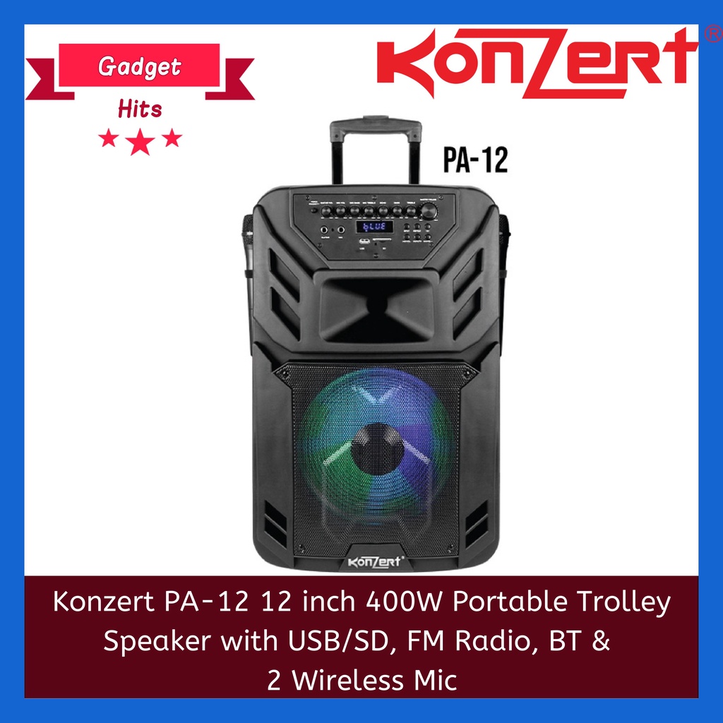 Konzert PA-12 12" 400W Powered Portable Trolley Speaker | Shopee ...