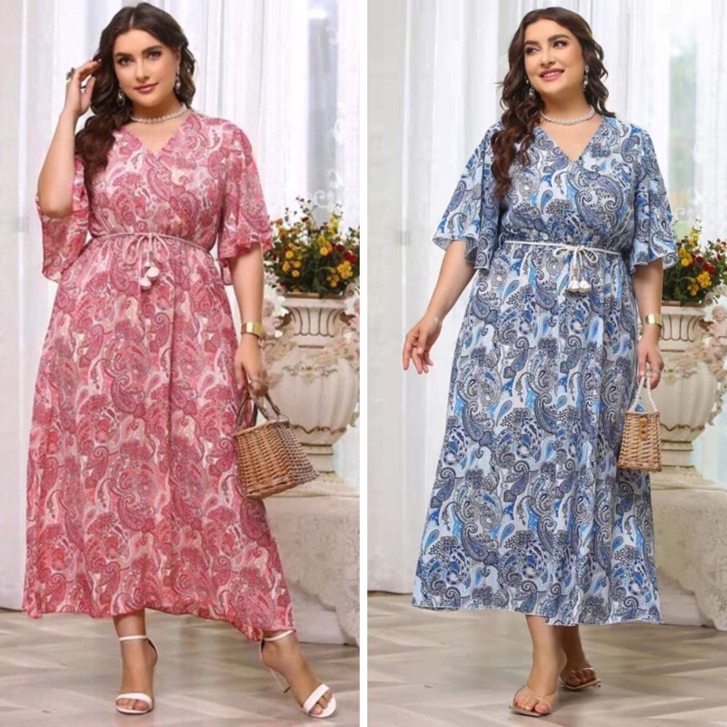 T720 Pink Maxi Plus size Dress (FIT TO XL) | Shopee Philippines
