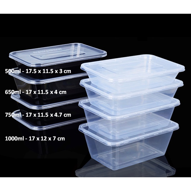 [10pcs] Rectangular Microwavable Container 500ml/650ml/750ml/1000ml ...