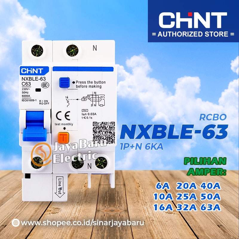 Rccb ELCB RCBO CHINT NXBLE-63 NXBLE63 1P+N 6A 10A 16A 20A 25A 32A | Shopee Philippines