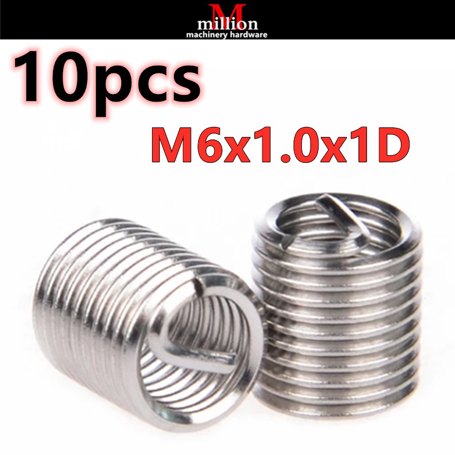 (10pcs) M6 M8 M10 M12 M14 x 1.0 1.25 Stainless Steel Helicoil Thread ...