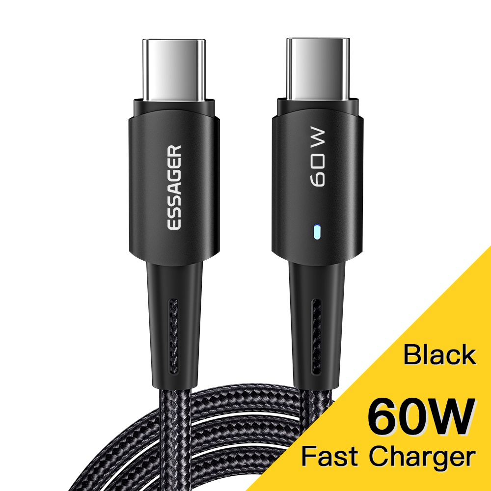 Essager PD 100w/60W 5A type c to type c cable supports FCP, AFC, QC4.0, 3.0 super fast charge ...