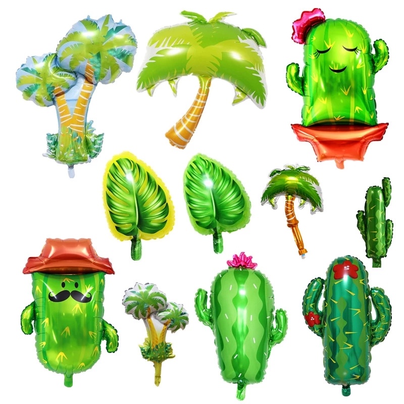 1pcs Hawaii Party Artificial Palm Tree Balloon Summer Tropical Leaves ...