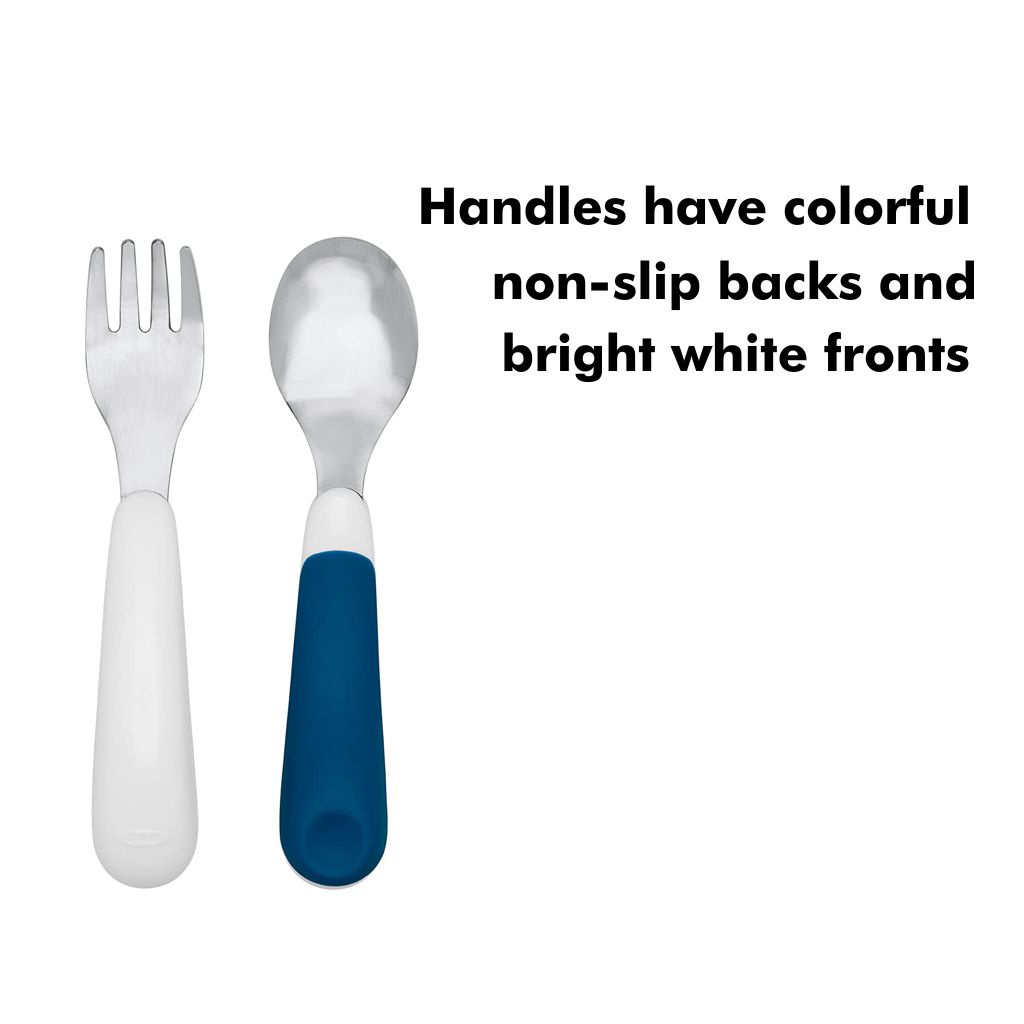 OXO Tot On The Go Fork and Spoon Set with Carrying Case ( oxotot toddler baby stainless utensils ...