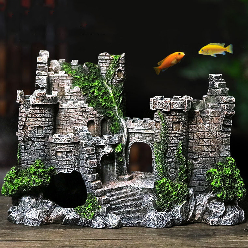 Resin Artificial Aquarium Ancient Tower Castle Decoration Fish Tank ...