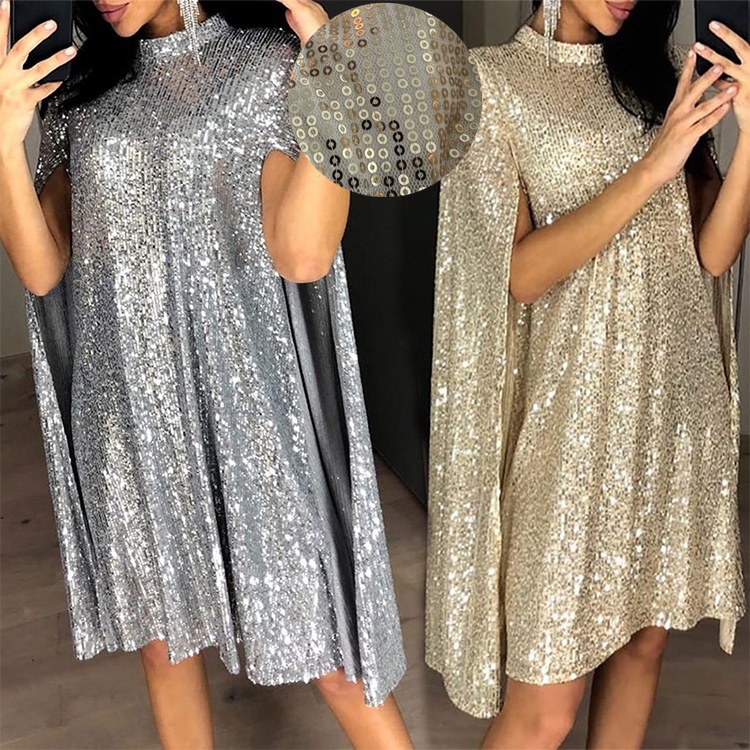 Women sleeveless sequins glitter short dress for club/party/social ...