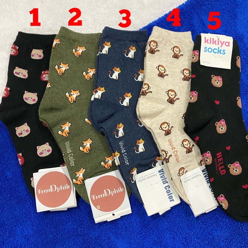 Korean Socks | Cute Animals Pattern Iconic Socks | Shopee Philippines