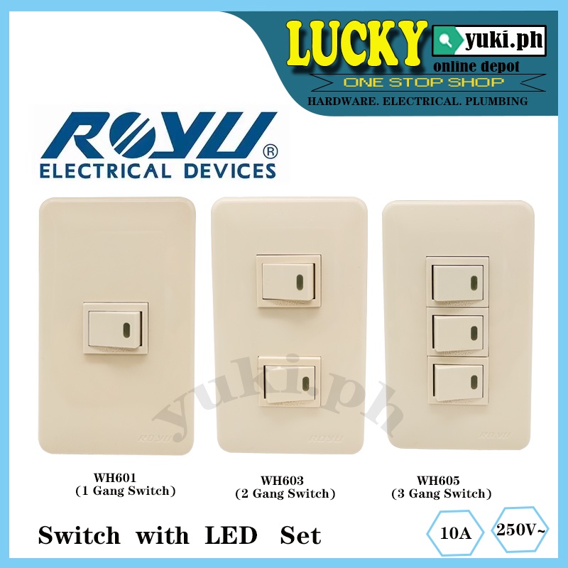 ROYU CLASSIC SERIES SWITCH W/ LED 1-GANG (WH601) / 2-GANG (WH603) / 3 ...