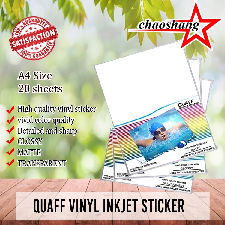 Quaff Vinyl Sticker A4 Size Glossy Matte Transparent 20 Sheets Pack ...