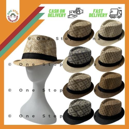 [Adults] Native Style Woven Banig Straw Summer Beach OOTD Unisex Fedora ...