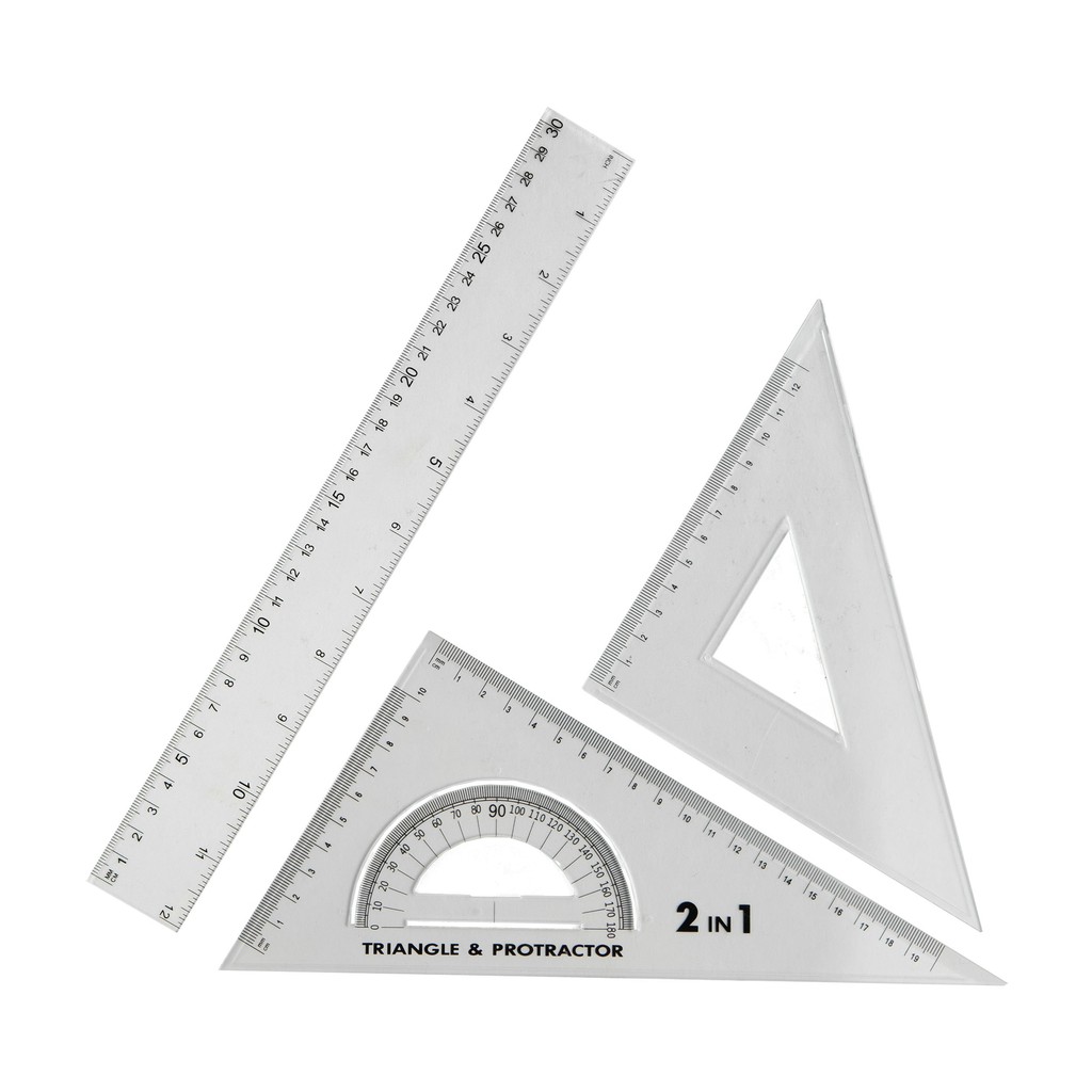 Crystal 3Pcs Math Set Ruler Triangle Protractor 701 (1Set) | Shopee ...