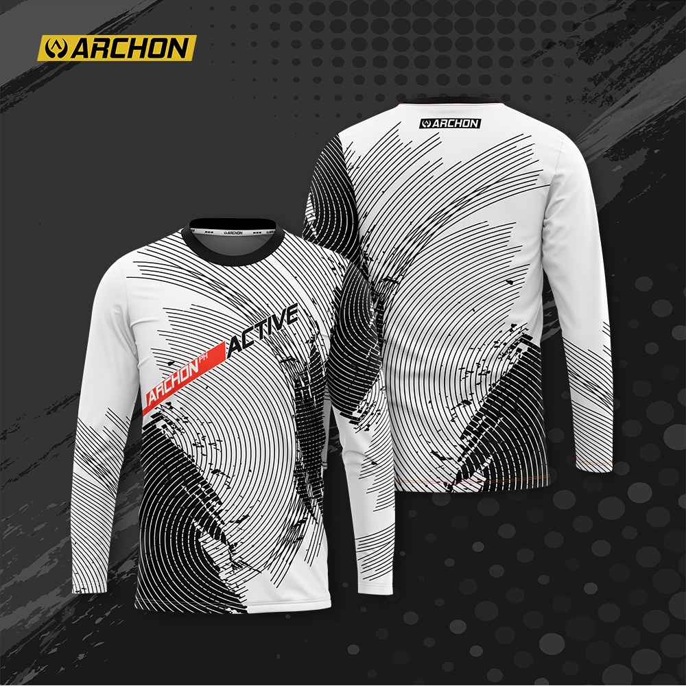 Monochrome Spiral (Full Sublimated Activewear T-Shirt Long Sleeves ...