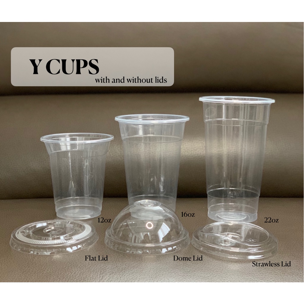 [100pcs] High Quality Plastic YCups with Lid Set | Shopee Philippines