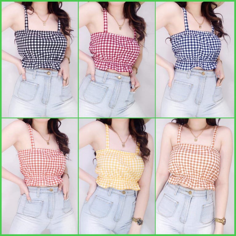 Kristine Crop Top Gingham Print | Shopee Philippines