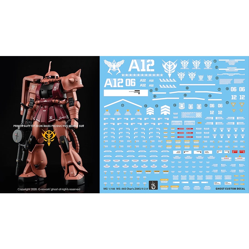 YAN Water Slide Decal For GHOST MG MS-06S ZAKU 2.0 | Shopee Philippines