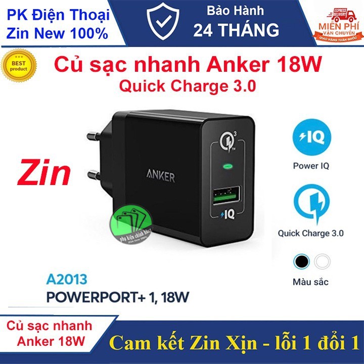 (CHARGER Cable INCLUDED) Anker 18W fast charger - Quick Charge 3.0 ...