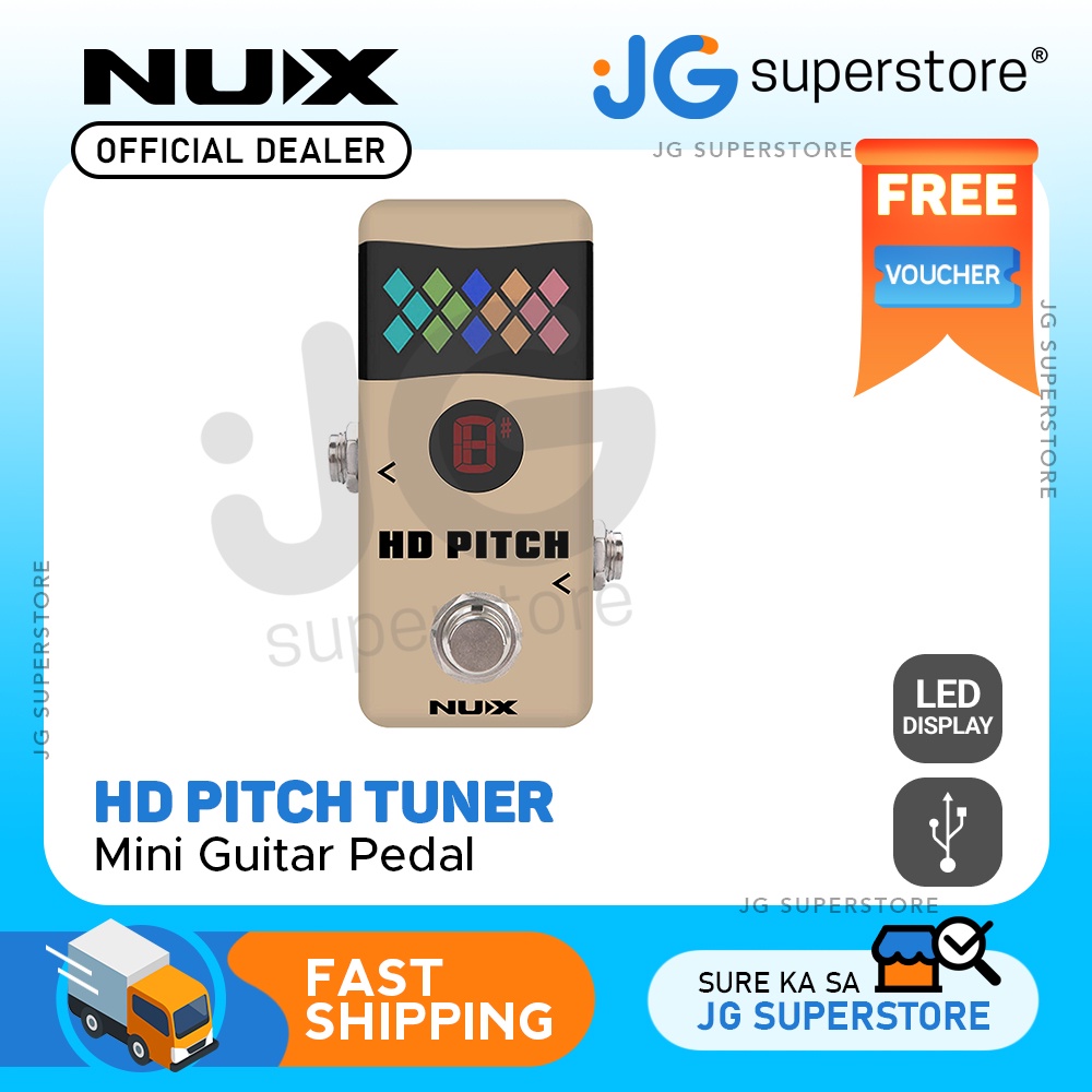 NUX HD Pitch Tuner Mini Guitar Pedal with LED Display, Micro USB Port ...