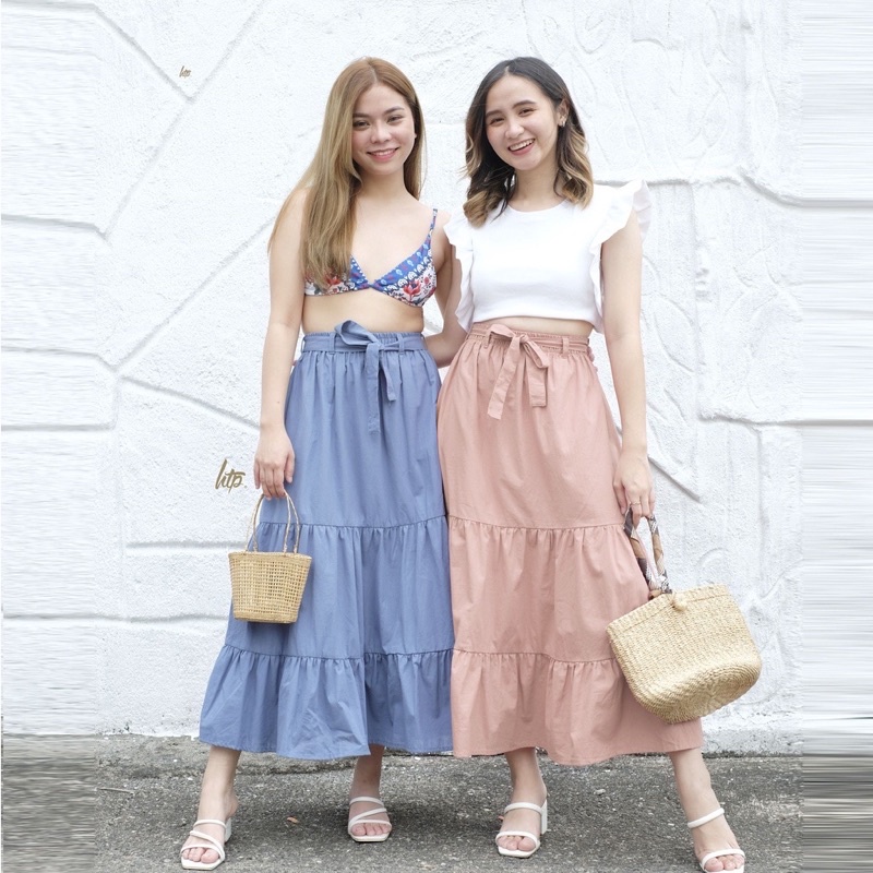 HTP Linen Layered Tie Skirt with Pocket | Shopee Philippines