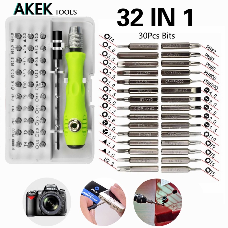 Multi-size screw 32 in 1 Precision Interchangeable Screwdriver Set Mini ...