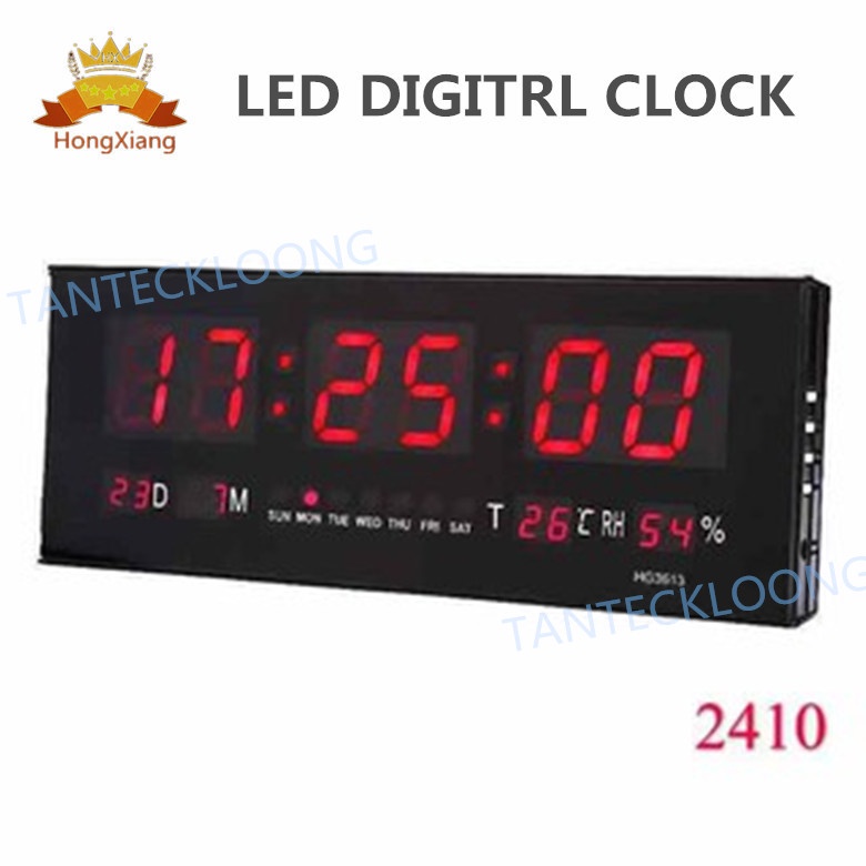 Large LED Digital Alarm Clock Wall Clock 24 Hours Display Time Home ...