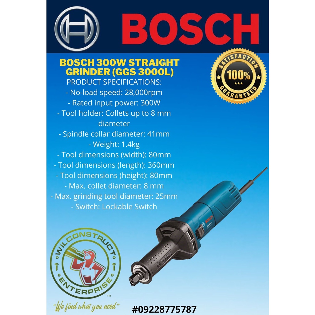 BOSCH 300W Straight Grinder (GGS 3000L) | Shopee Philippines