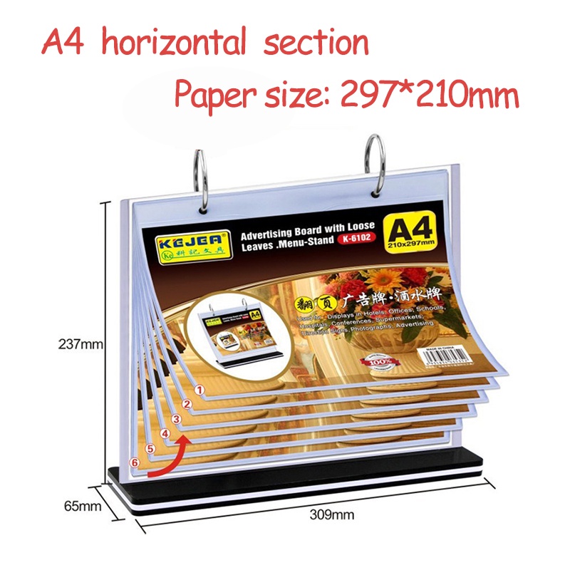 A4 Multi-Page Flip Display Card Label Display Stand Detachable Business ...