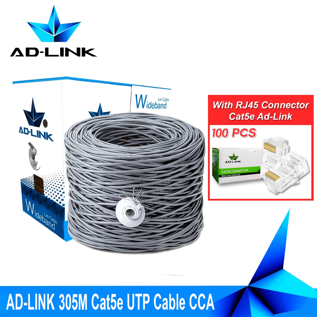 Ad-Link 305M Cat5e UTP Cable Indoor CCA With 100pcs Ad-Link Rj45 ...