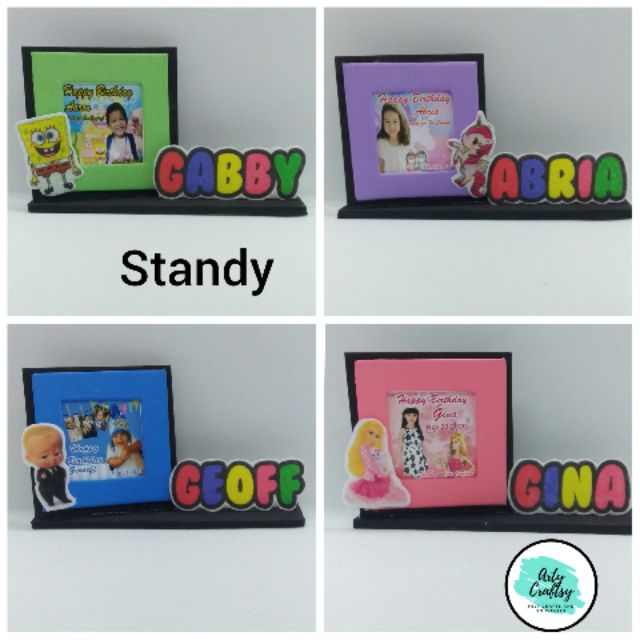 Standy frame w/ theme design & name.Giveaways souvenir for birthday and ...