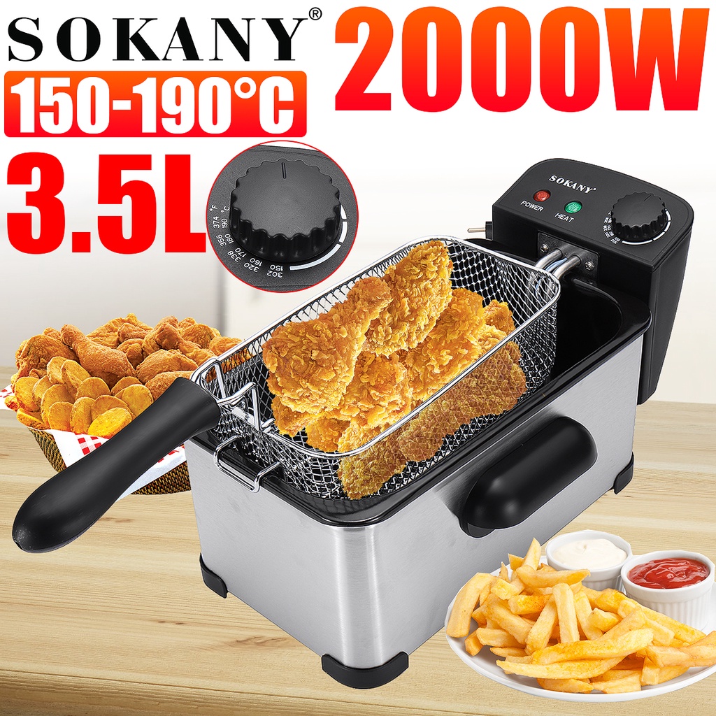 3.5 L Electric Deep Fryer Stainless Steel French Fries Chicken Frying ...