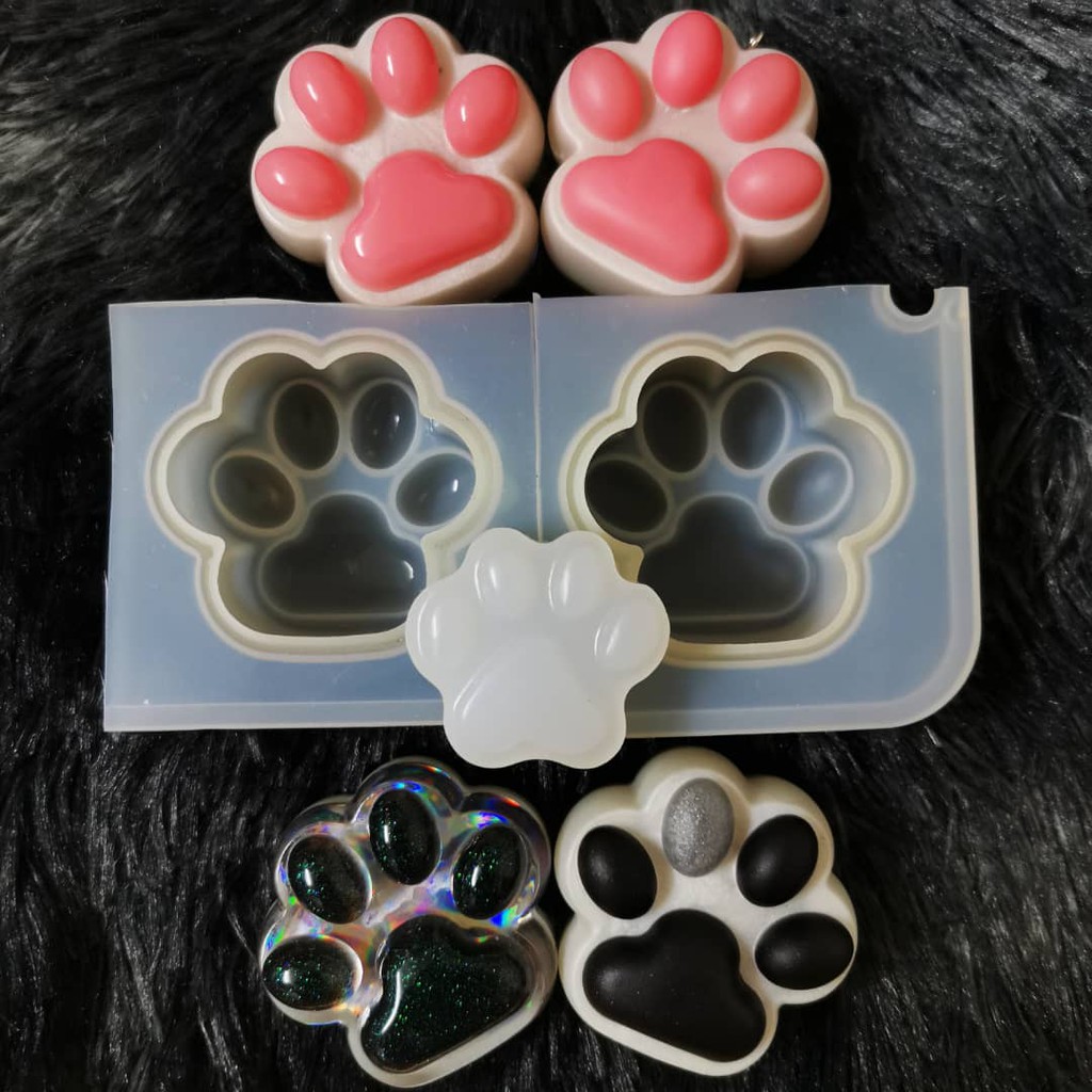MYHK Popular Cat Paw Mold Epoxy Resin Shaker Mold (1 Mirror/Frosted ...
