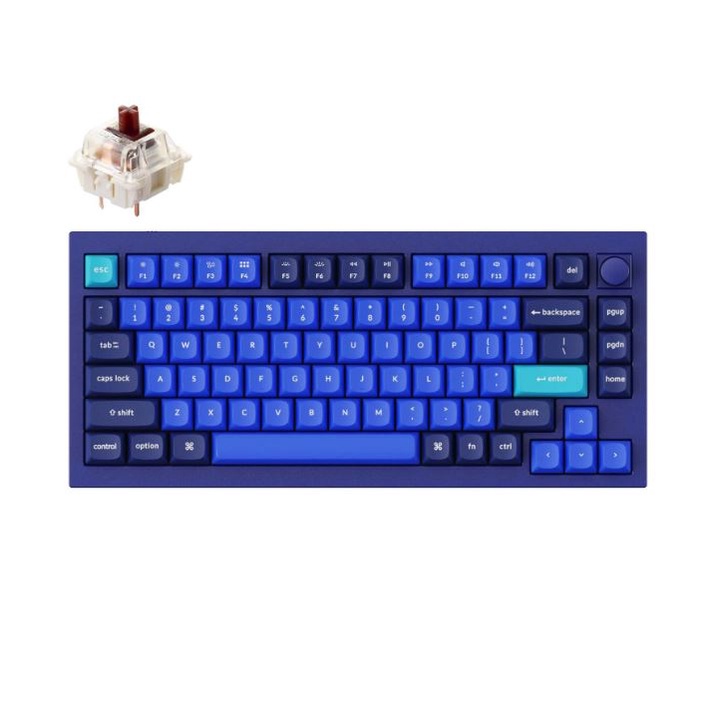 Keychron Q1 Knob QMK Mechanical Keyboard (Navy Blue, 75%, Wired, RGB ...