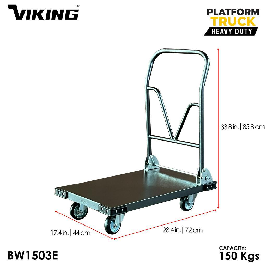 VIKING ALL-STEEL PLATFORM TRUCK FOLDABLE HANDLE TROLLEY PUSH CART 150kg ...