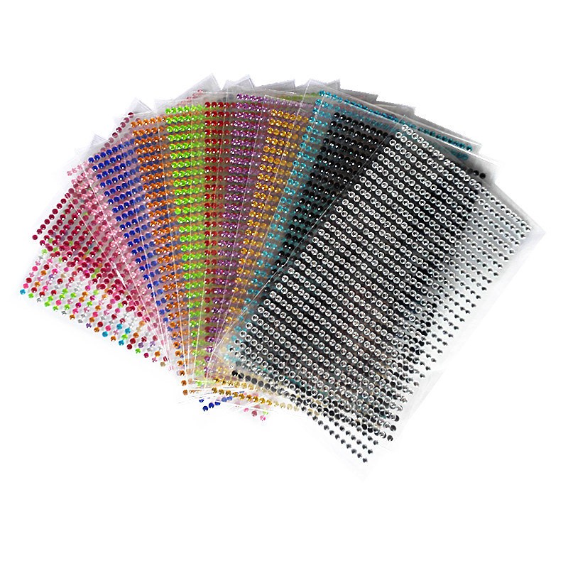 3mm 750pcs/set Acrylic Crystal Stickers Self Adhesive Colorful Flatback ...