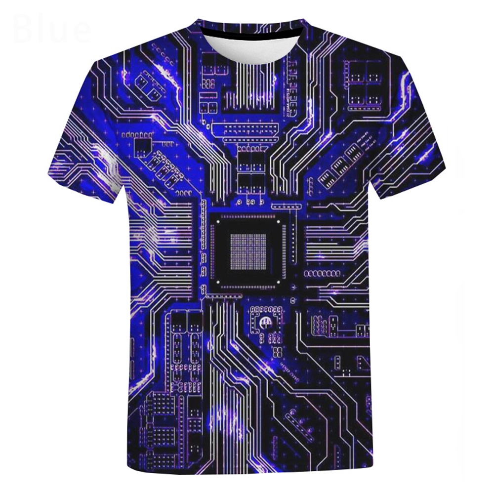 Circuit Board 3D Printed TShirt Men Women Summer Casual Electronic Chip ...