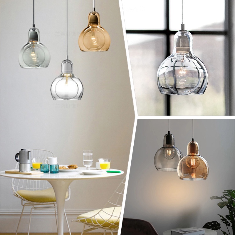 【Best-selling model】~ Modern Loft Glass Gourd Pendant Lights Clear ...