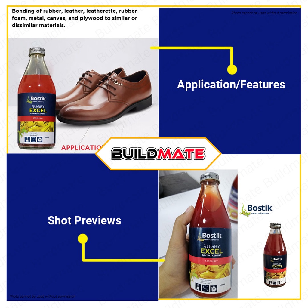 BOSTIK RUGBY EXCEL Adhesive Contact Cement 300ML •BUILDMATE• | Shopee ...