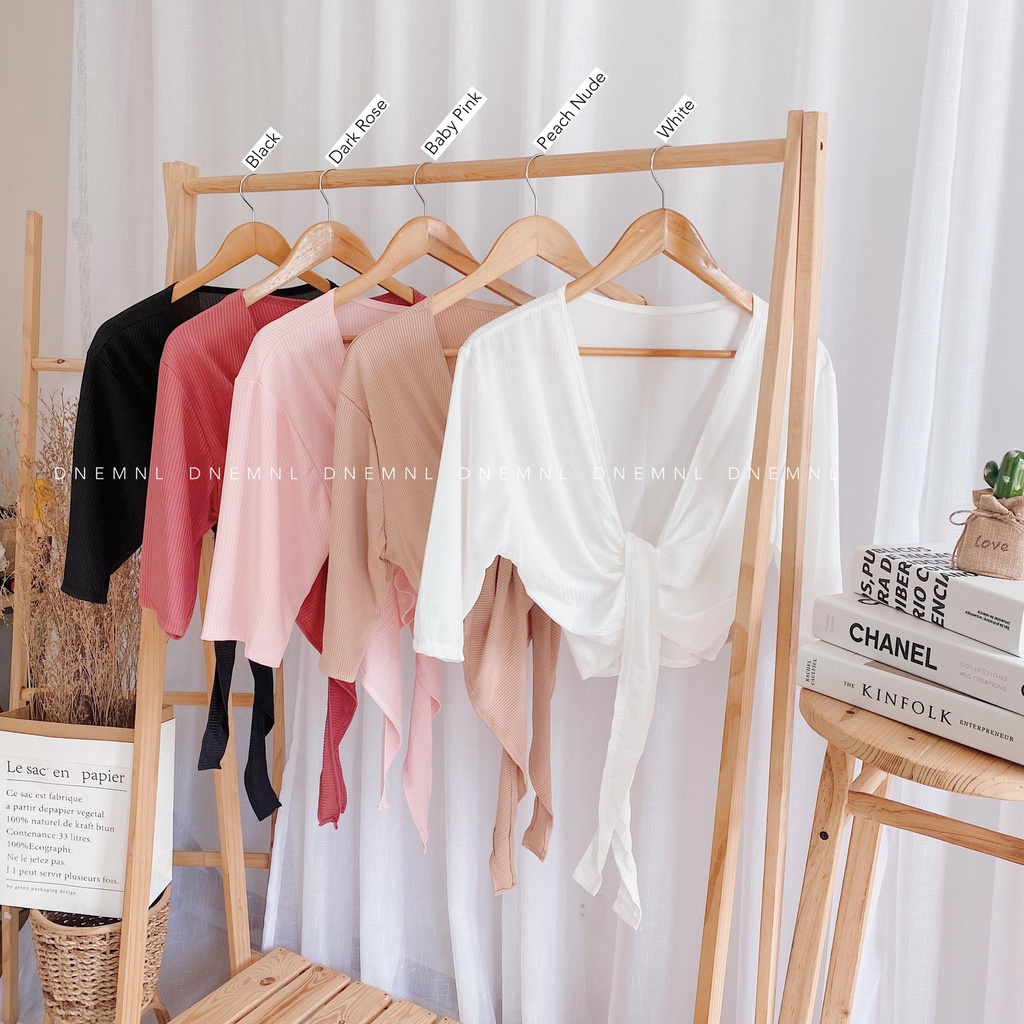 Dnemnlph Elise Two Way Wrap Top Trendy Korean Inspired Fashion Ribbed