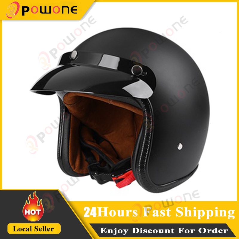 Men Women Motorcycle Helmets Half Face Skull Cap Retro Design ...