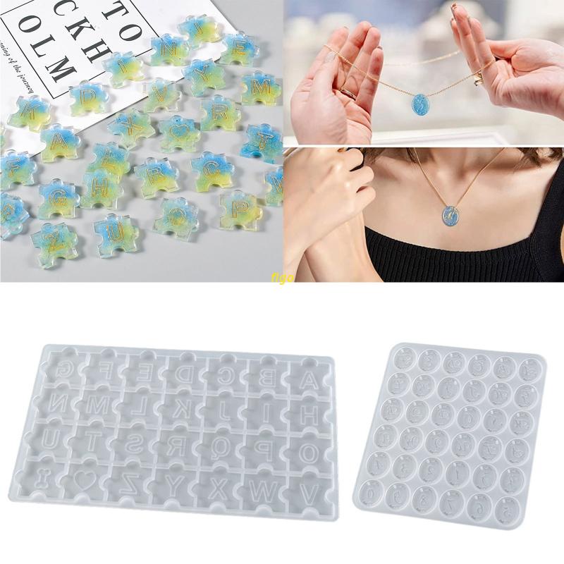flgo Alphabet Puzzle Jigsaw Silicone Mold Letter Number Oval Earring ...