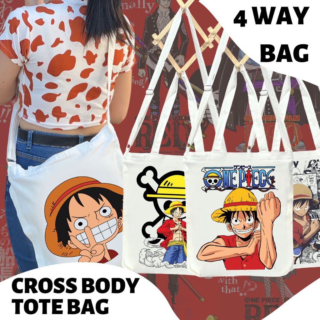 CROSS BODY ONE PIECE INSPIRED TOTE BAG WITH ZIPPER RED FILM / GEAR 5 ...