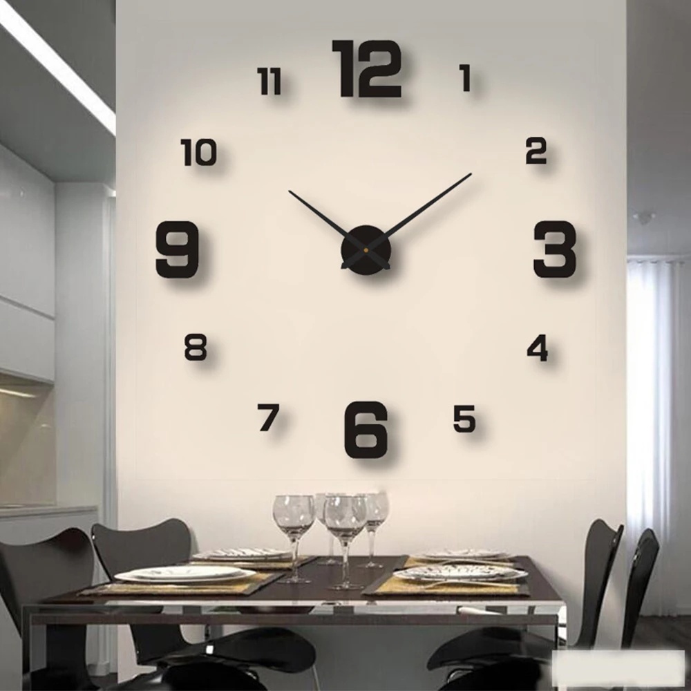 In Wall 3D Diy Large Wall Clock Watch Mirror Sticker / Frameless Silent ...